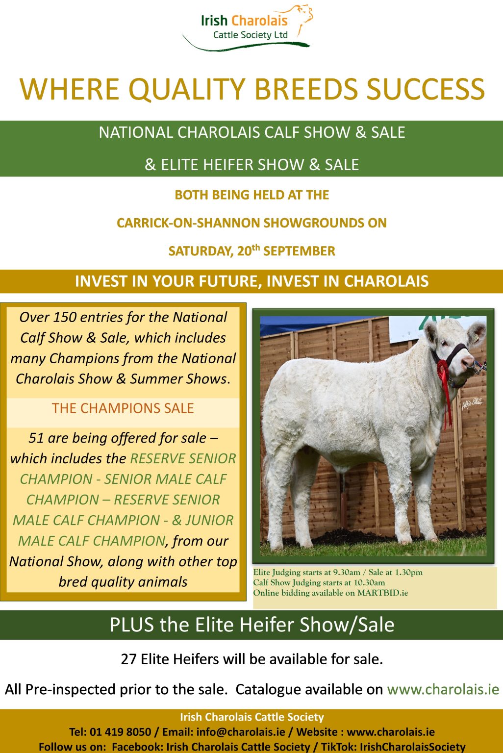 NATIONAL CALF SHOW & SALE PLUS ELITE HEIFER SALE – Irish Charolais Cattle Society